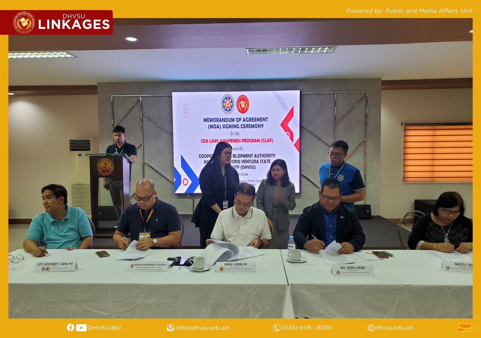 DHVSU-SOL inks MOA with CDA for CLAP