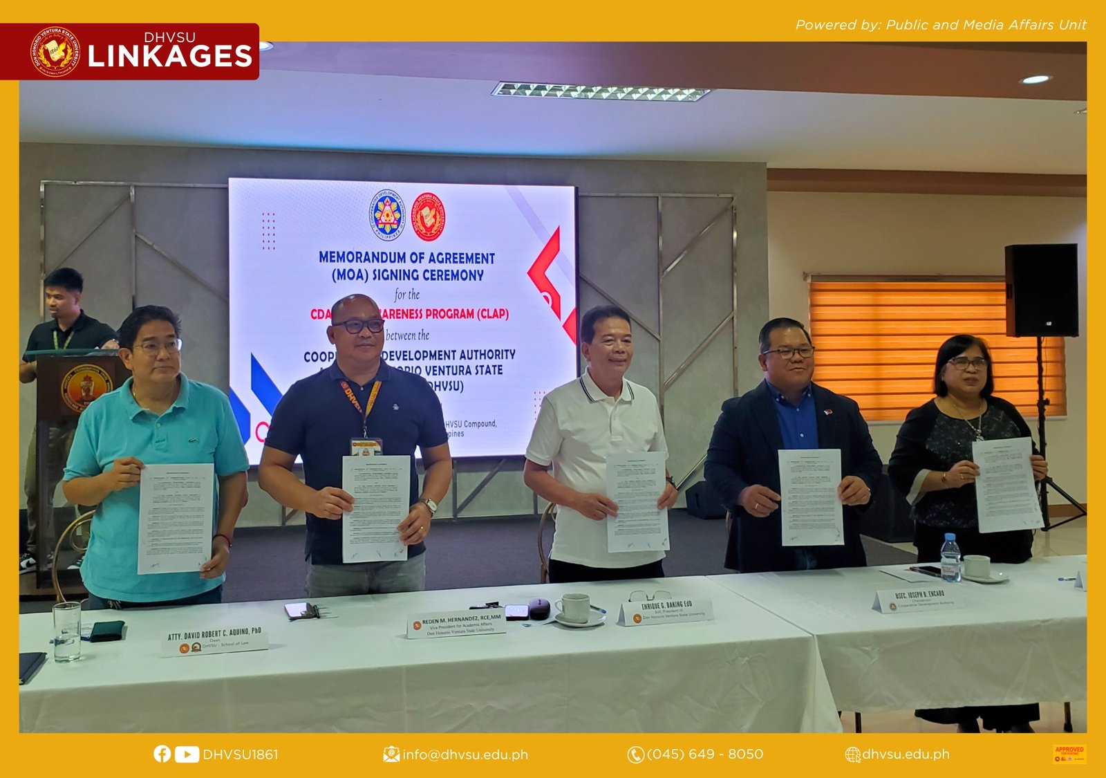 DHVSU-SOL inks MOA with CDA for CLAP